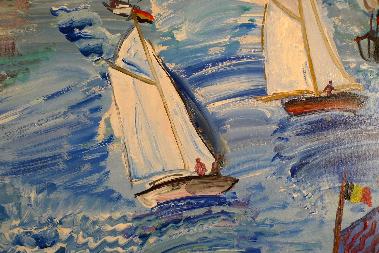 Carlos Nadal - "Fête Nautique", 20th Century oil on canvas by Spanish ...