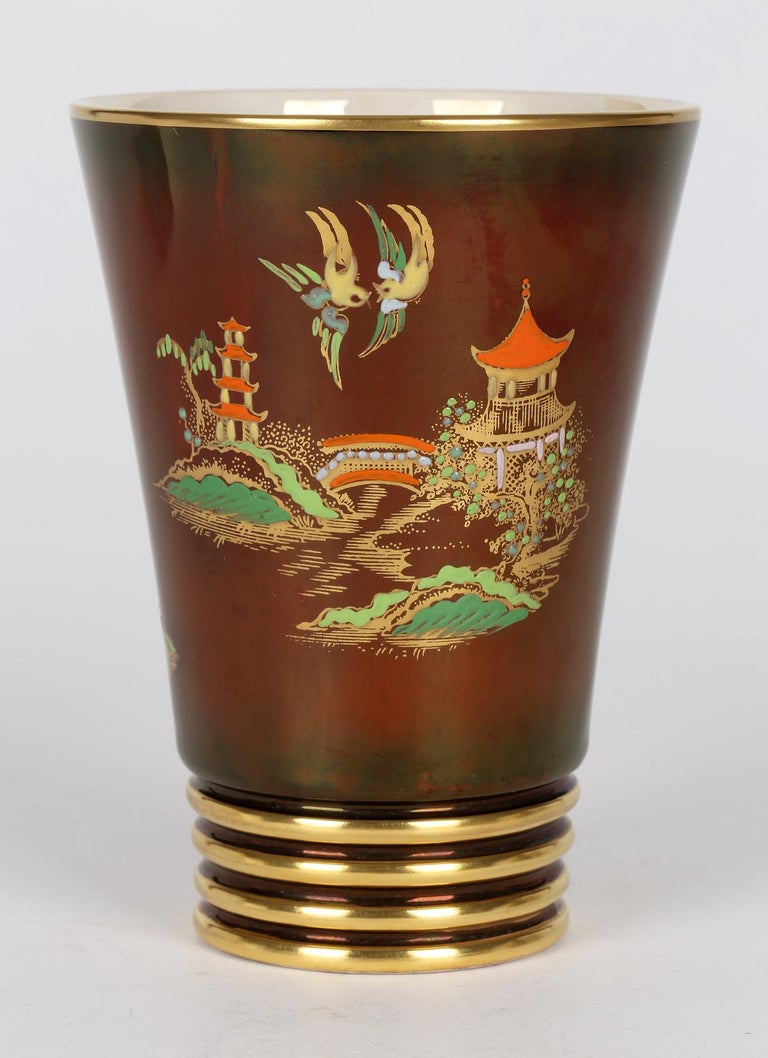 Carlton Ware Art Deco Rouge Royal Lustre Mikado Pattern Pottery Vase ...