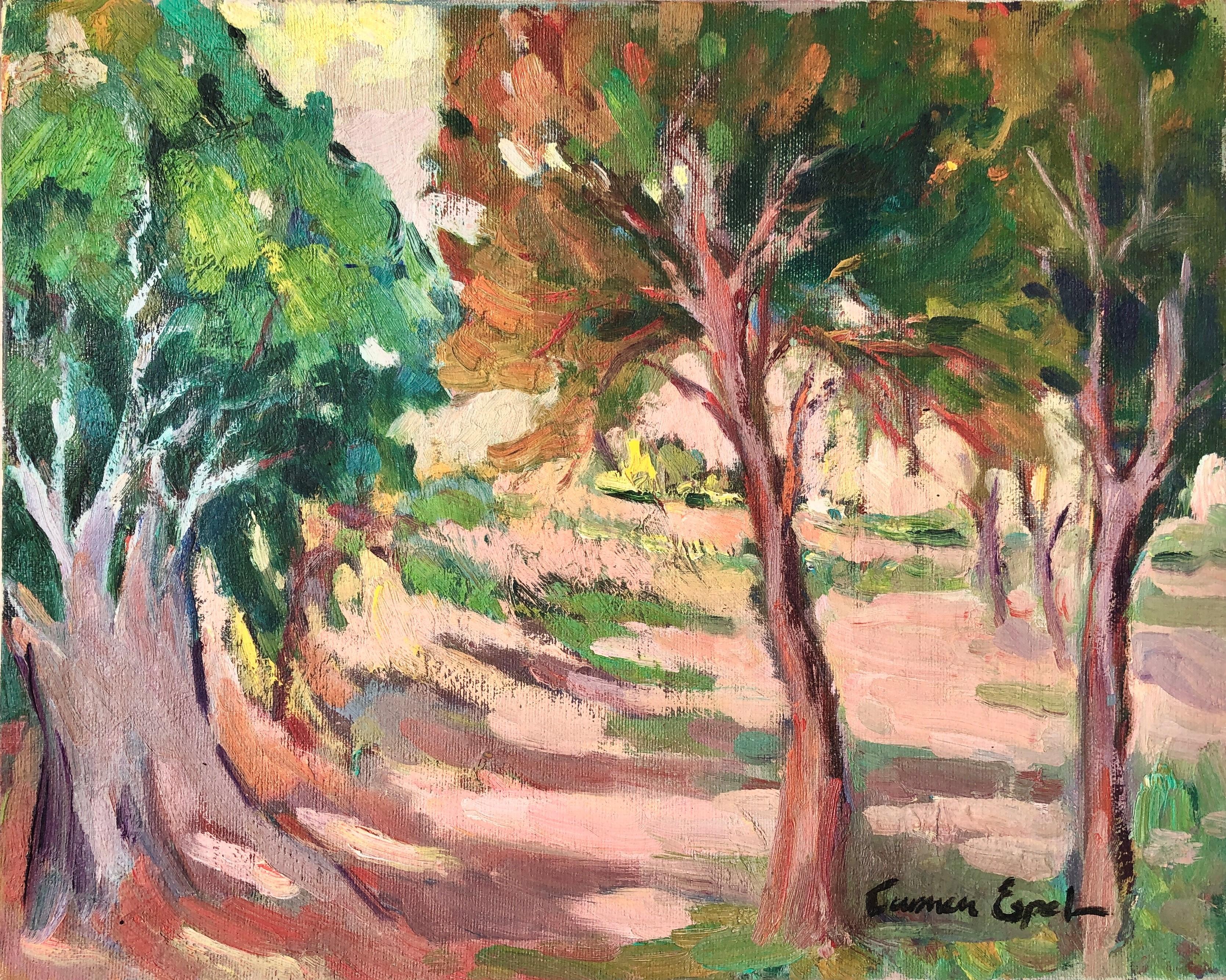 Ramon Montini Signed 'La Palma' Mid Century Oil Painting For Sale at ...