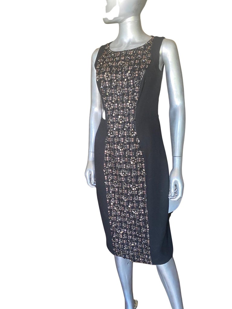 Carmen Marc Valvo Couture Black Sleeveless Chemise Beaded Work of Art ...