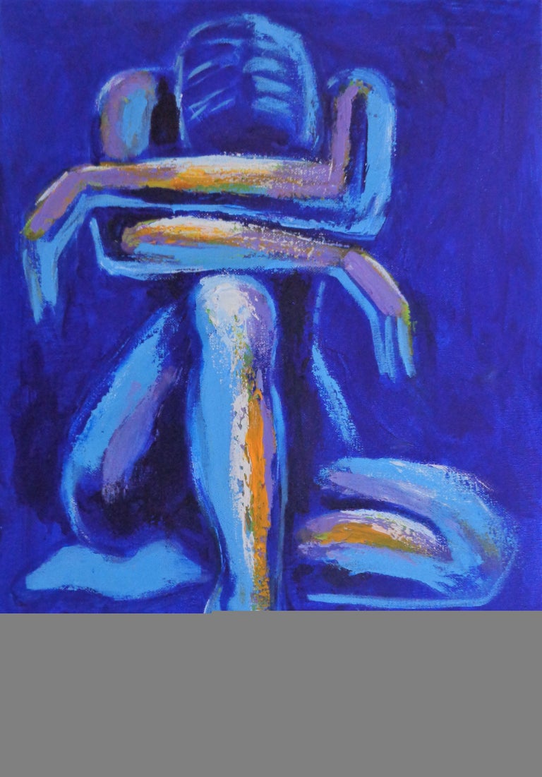 Carmen Tyrrell - Peinture « Blue Mood 7 », acrylique sur toile En vente sur 1stDibs