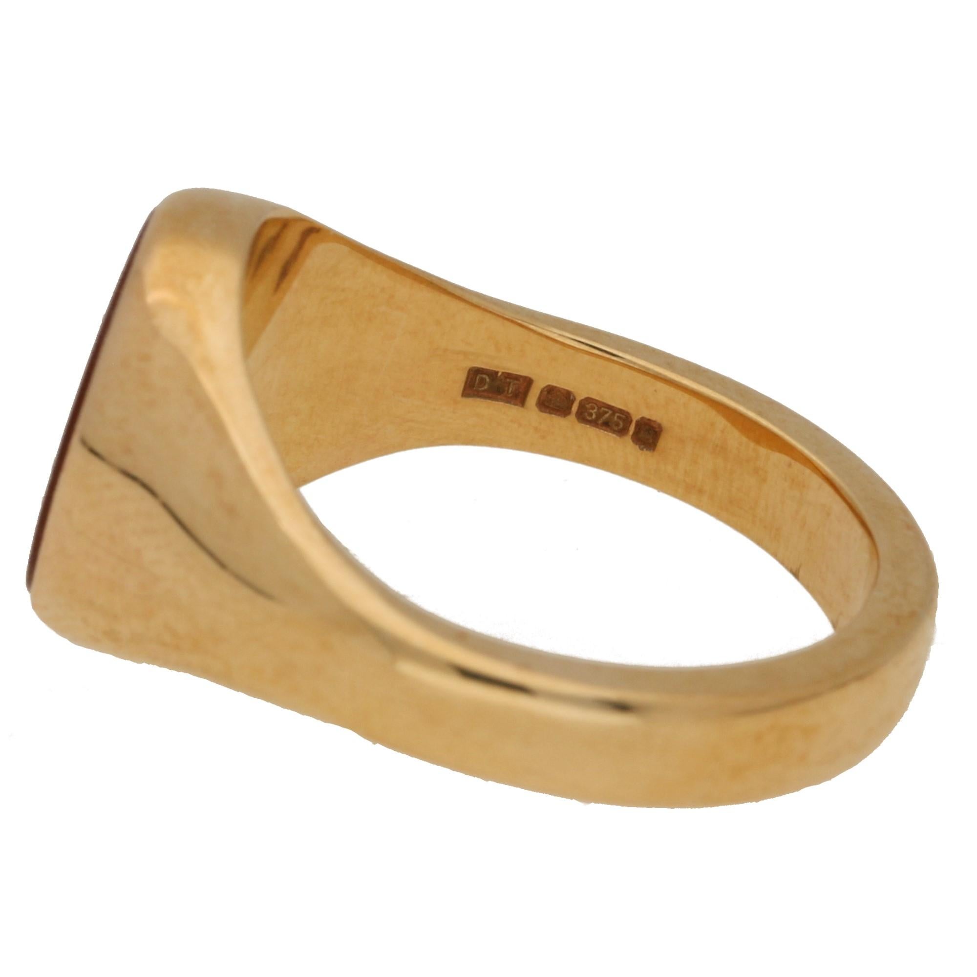 Carnelian Stone Signet Ring Set in 9 Karat Yellow Gold at 1stDibs ...