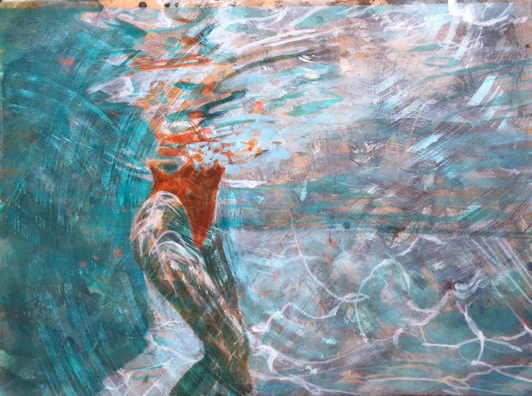 Carol Bennett - "Holding Room (paper)" Abstract painting of woman in ...