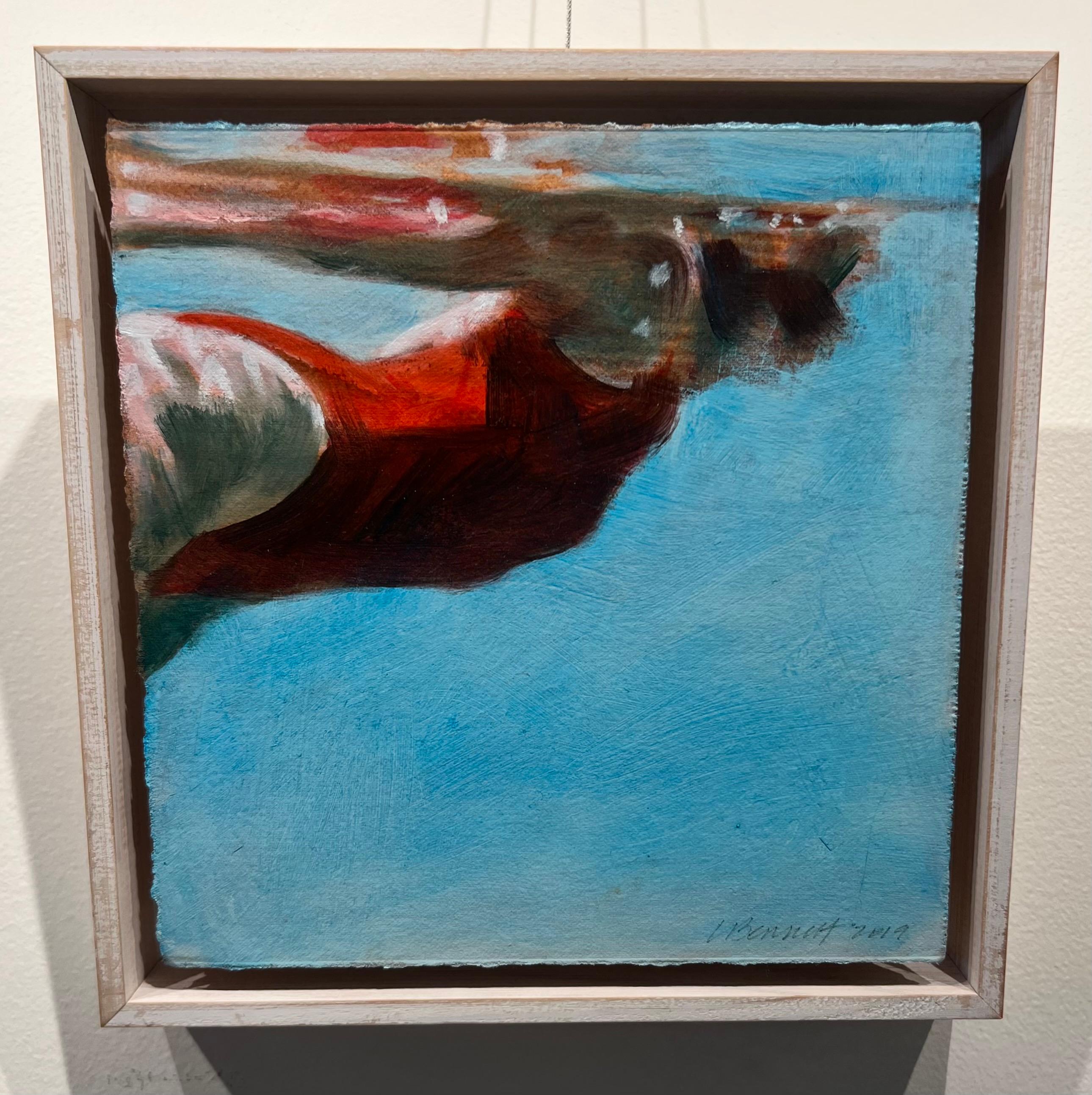 Carol Bennett - "See Water (Paper)" oil painting of a woman in a red ...