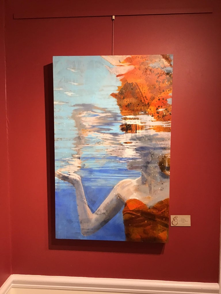 Carol Bennett - "Still Water" Bright red and blue scene of swimmer on ...