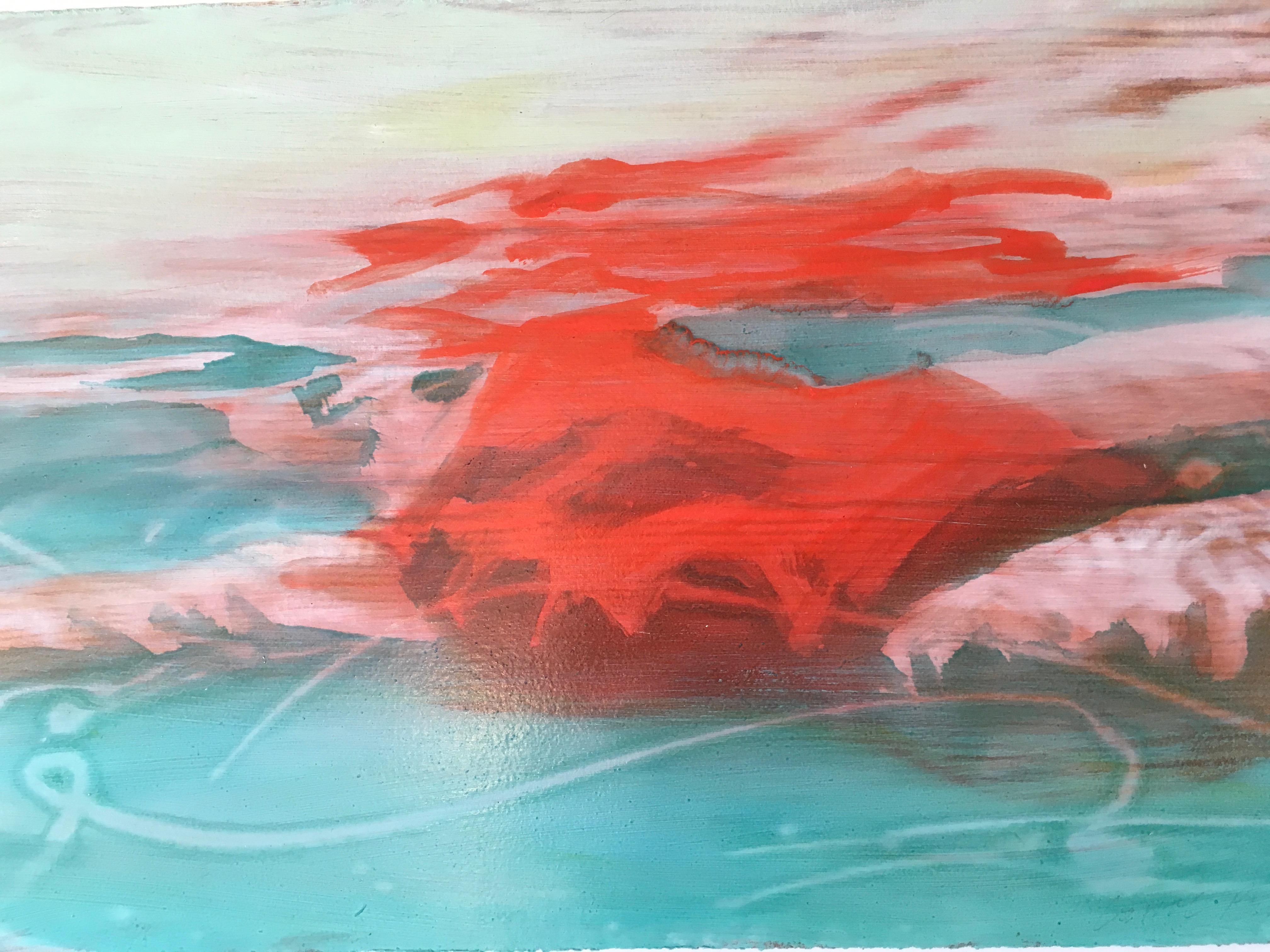 Carol Bennett - "Pool Chill" Abstract oil painting of a woman in a ...
