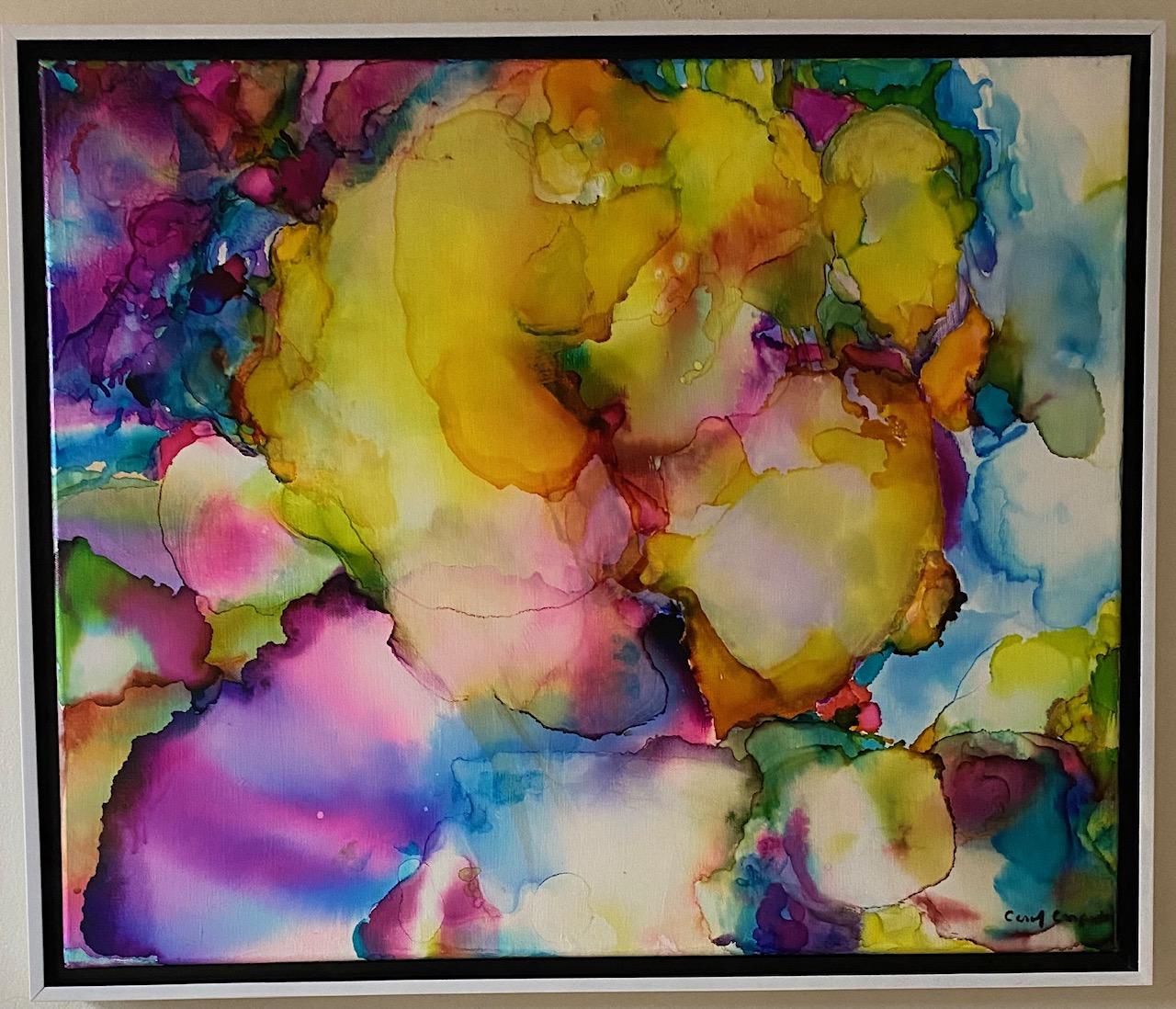 Carol Carpenter - Blue Water, original 24x24 ink on canvas abstract ...