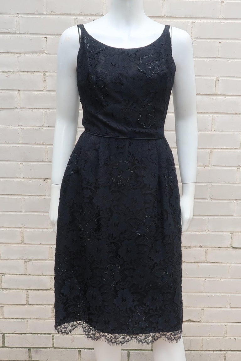 Carol Craig Black Lace Cocktail Dress, 1950's For Sale at 1stDibs