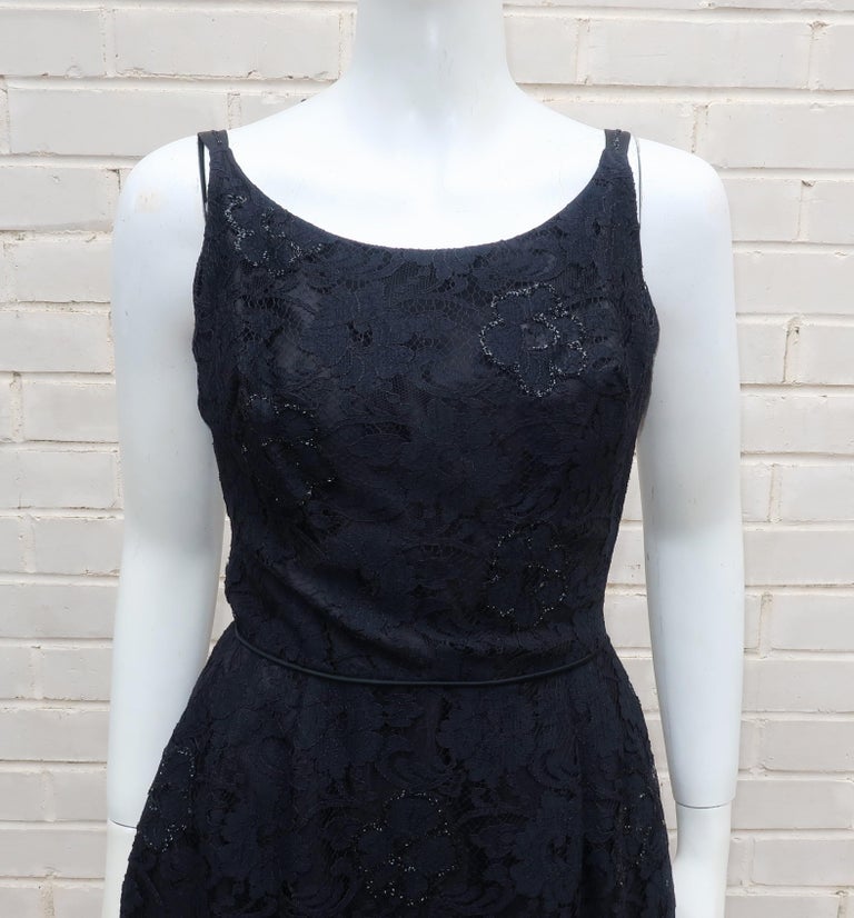 Carol Craig Black Lace Cocktail Dress, 1950's For Sale at 1stDibs