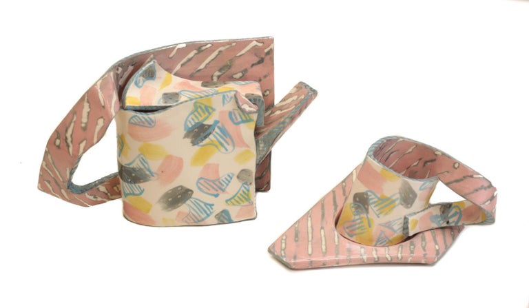 Carol McNicoll Hand Painted Geometric Ceramic Tea Service for 6, Signed ...