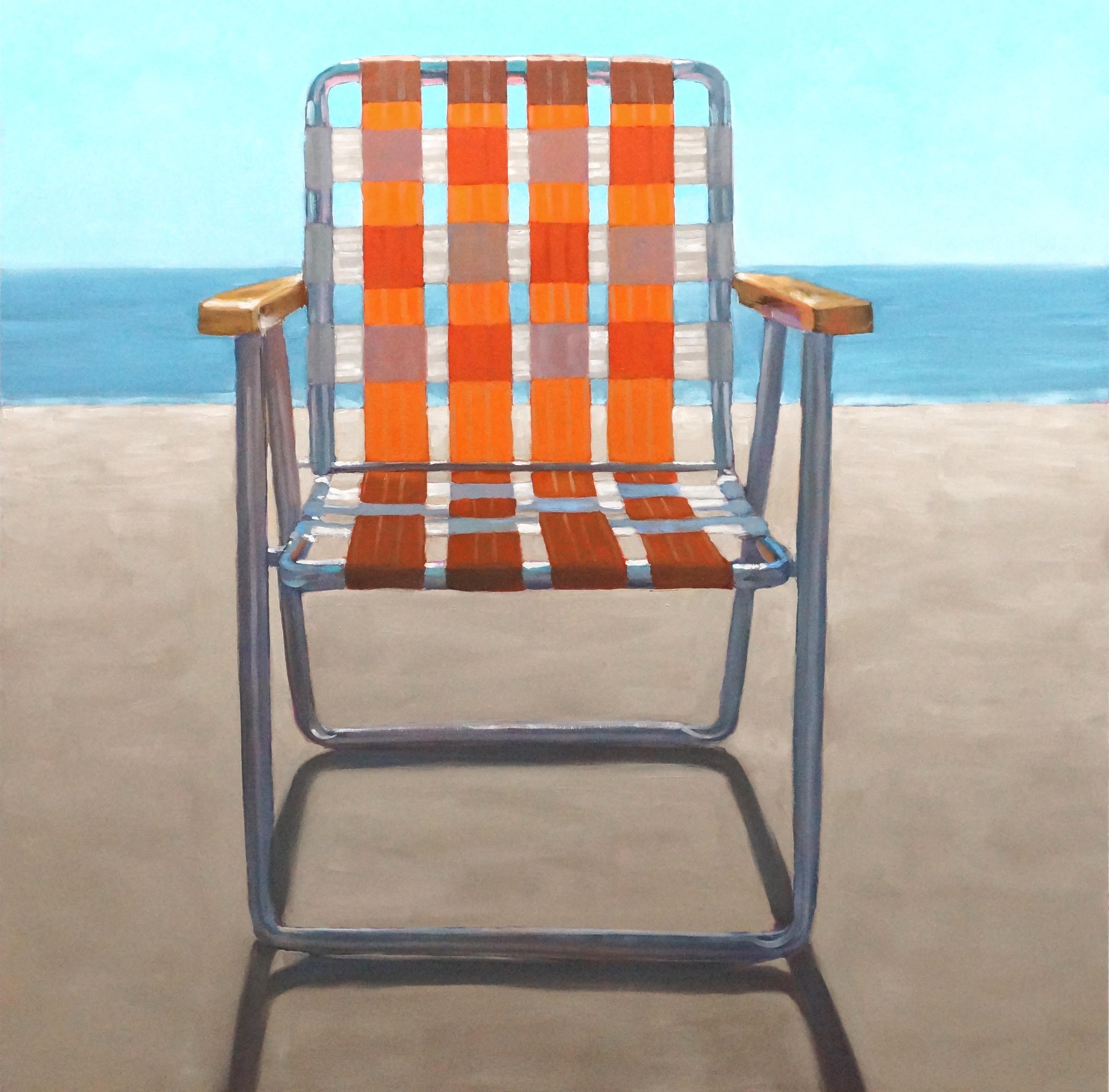 Carol O'Malia - "Orange Aid" oil painting of an orange and white beach ...