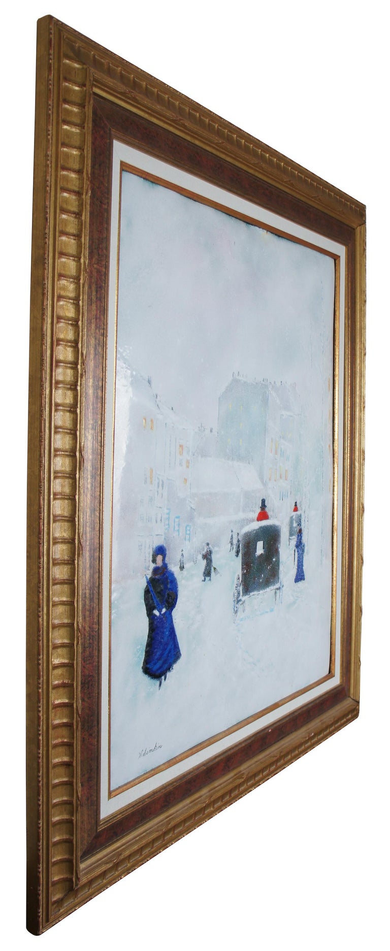 Carol Simkin Enamel on Copper Impressionist Winter Landscape Buggy ...