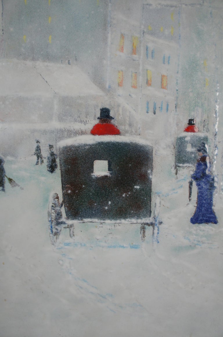 Carol Simkin Enamel on Copper Impressionist Winter Landscape Buggy ...