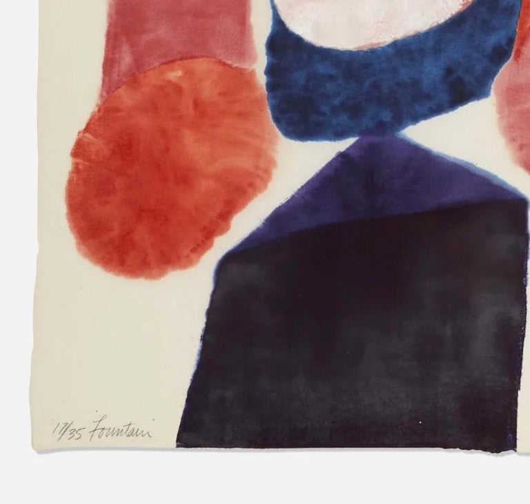 Carol Summers, Fountain, Early Woodcut in Colors, Signed, Dated, 1964 ...