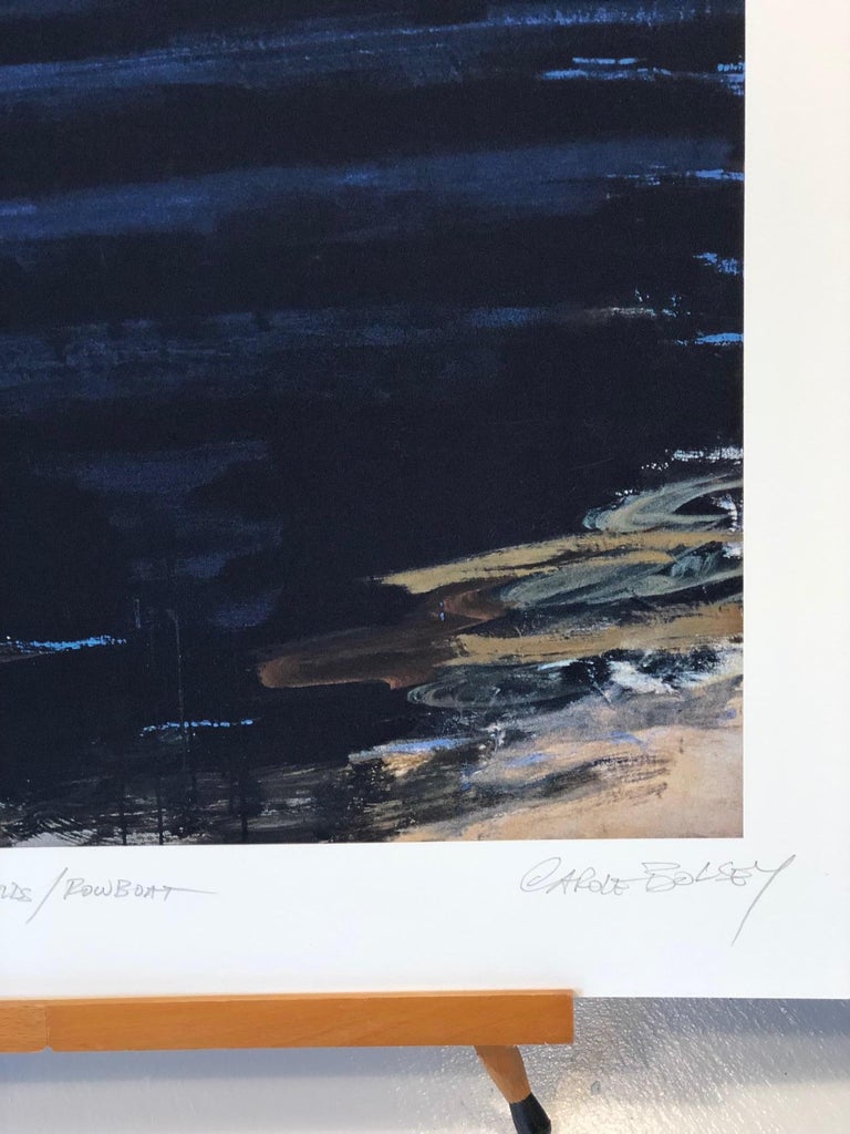 Carole Bolsey - "Waterfield Rowboat" Dark blue water striped with light ...