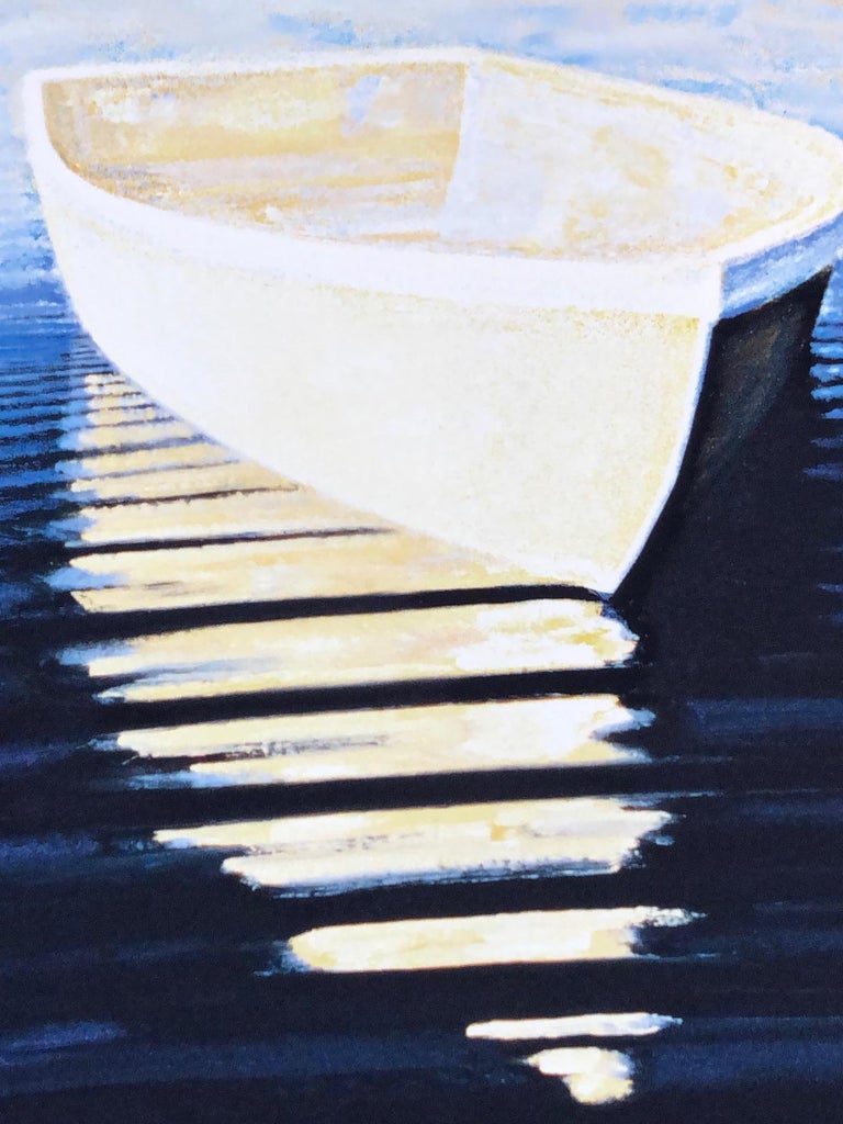 Carole Bolsey - "Waterfield Rowboat" Dark blue water striped with light ...