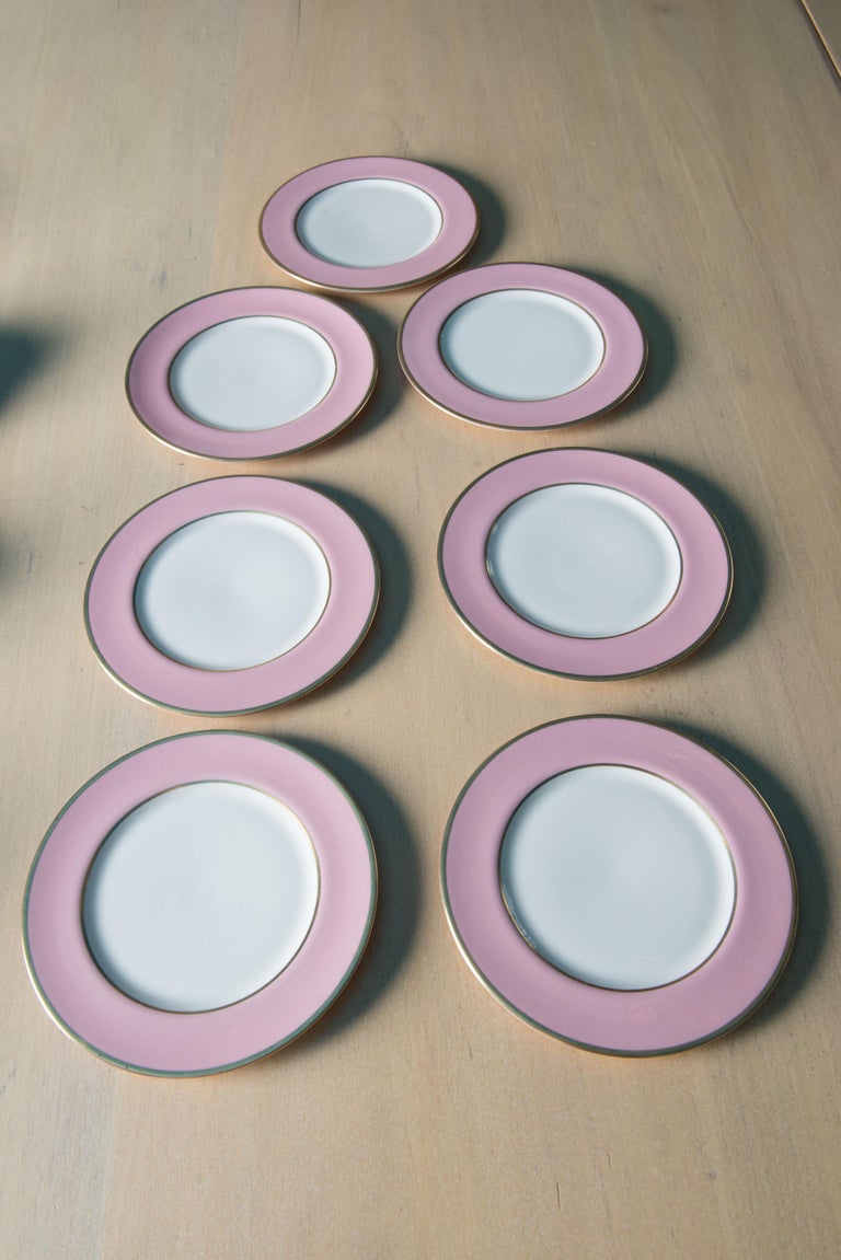 Carole Stupell Pink and Gold Tea Set and Cream Soup Bowls For Sale at ...