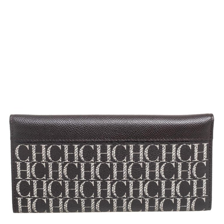 Carolina Herrera Beige/Brown Leather Envelope Wallet at 1stDibs