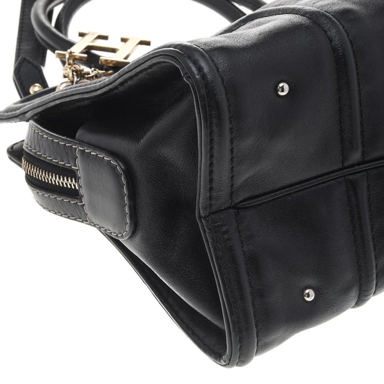 Carolina Herrera Black Leather CHCH Logo Tote at 1stDibs