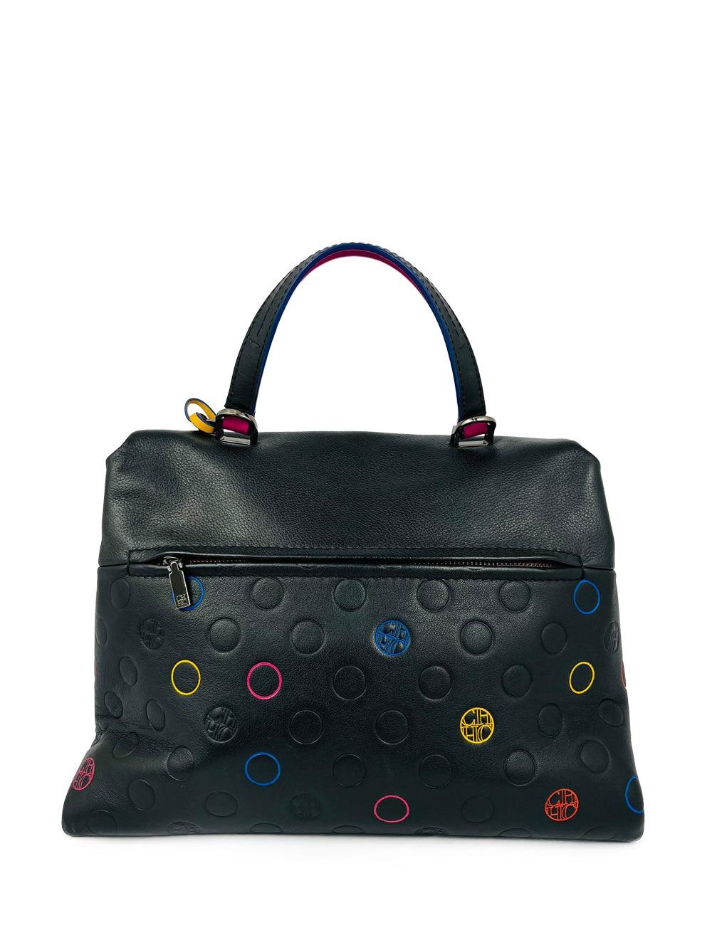 Carolina Herrera Black Leather Handbag For Sale at 1stDibs
