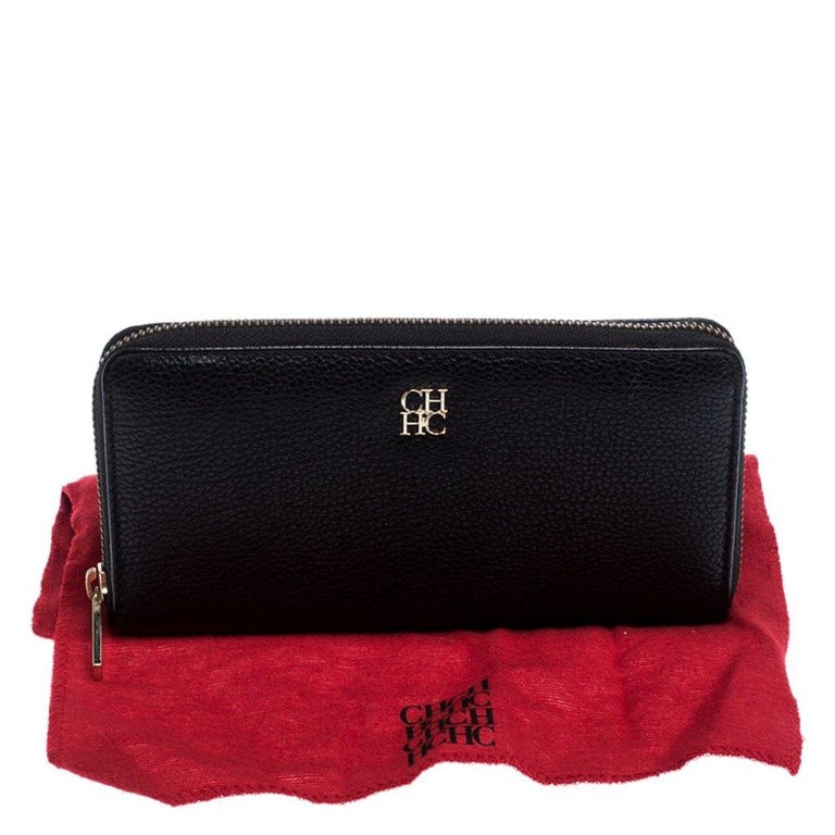 Carolina Herrera Black Leather Zip Around Wallet For Sale at 1stDibs ...