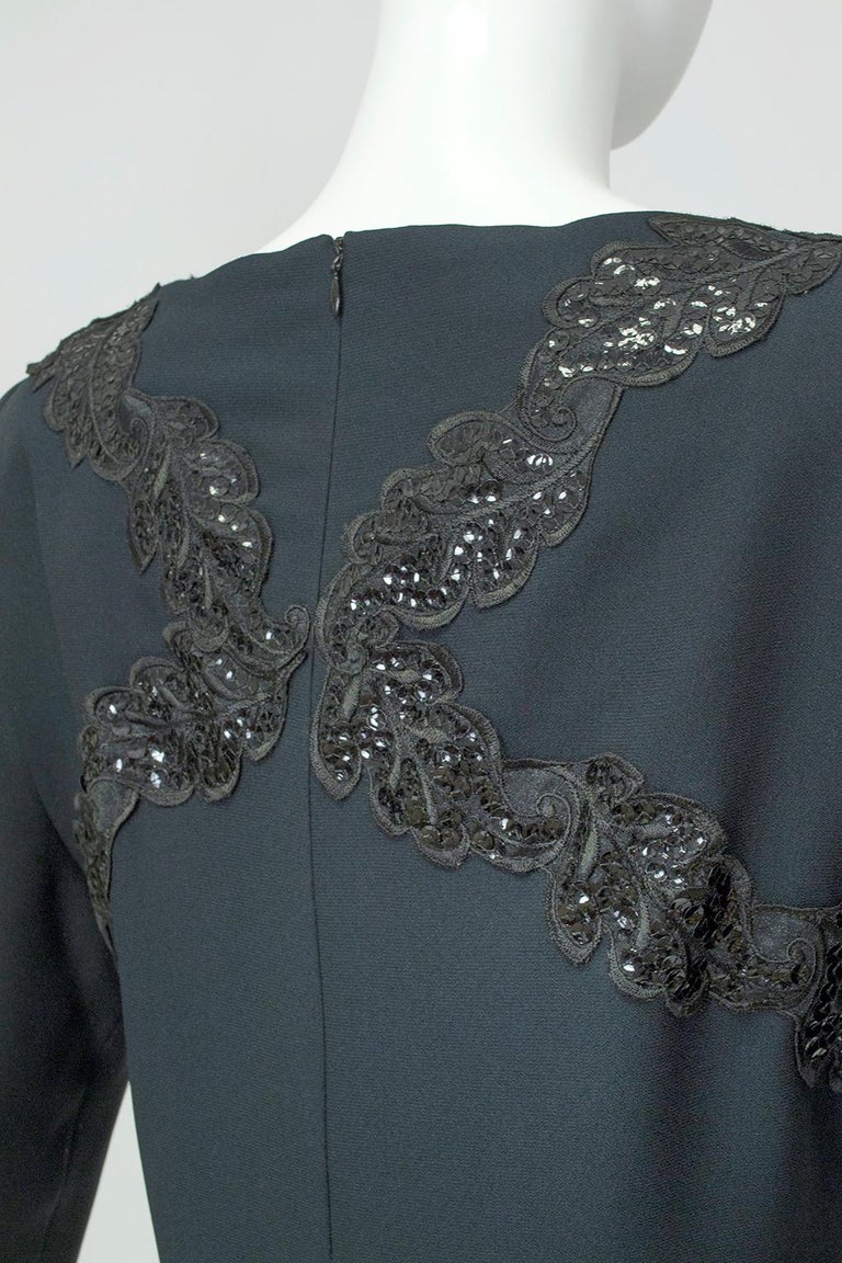 Carolina Herrera Black Mini Cocktail Shift Dress w Sequin Bandolier – M ...