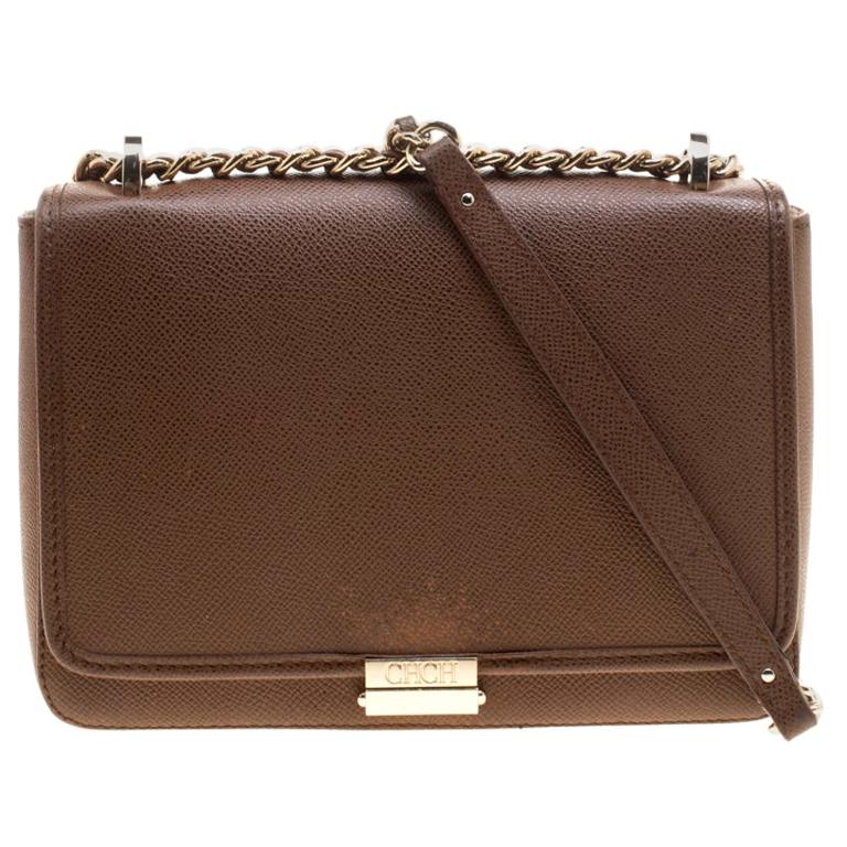 Carolina Herrera Beige Leather Shoulder Bag For Sale at 1stdibs