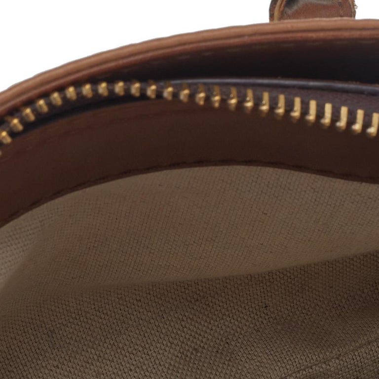 Carolina Herrera Brown/White Leather Satchel For Sale at 1stDibs