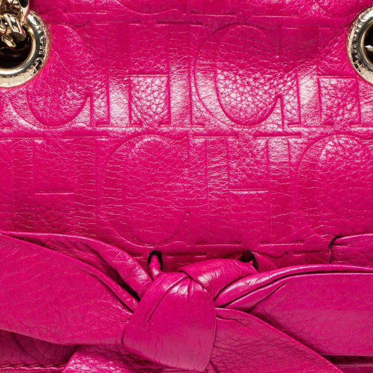 Carolina Herrera Fuchsia Monogram Leather Audrey Shoulder Bag For Sale ...