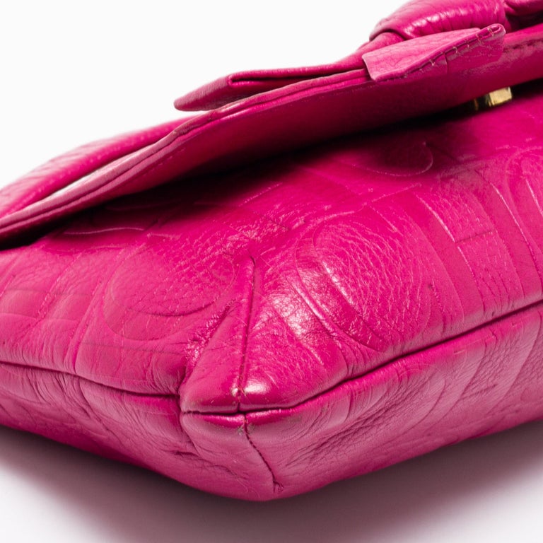 Carolina Herrera Fuchsia Monogram Leather Audrey Shoulder Bag For Sale ...