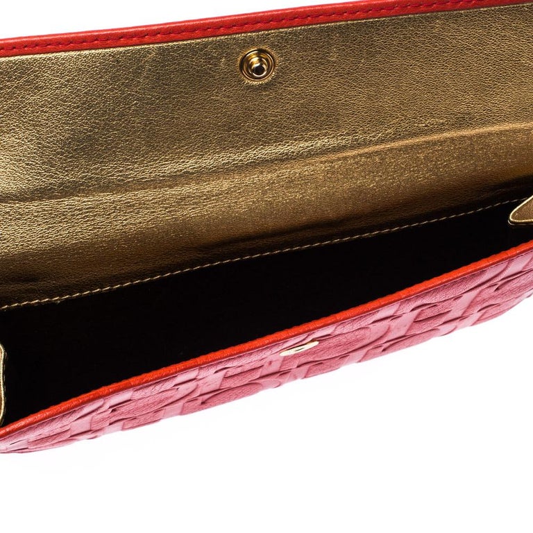 Carolina Herrera Orange Monogram Leather Flap Wallet at 1stDibs ...