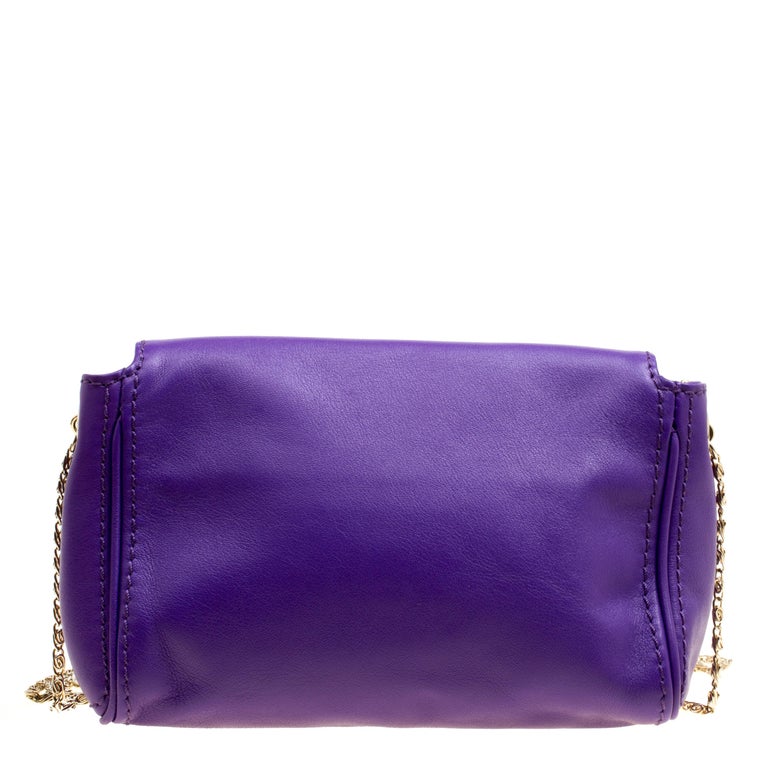 Carolina Herrera Purple Leather Shoulder Bag For Sale at 1stDibs
