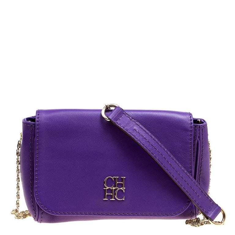 Carolina Herrera Purple Leather Shoulder Bag For Sale at 1stDibs