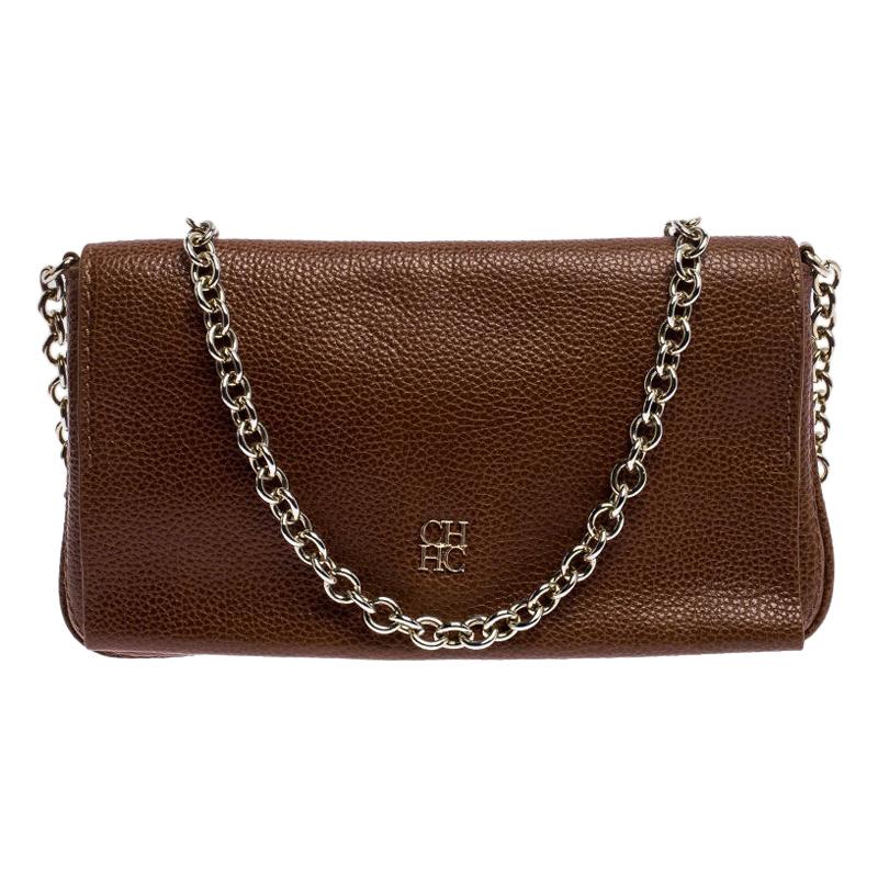 Carolina Herrera Beige Leather Shoulder Bag For Sale at 1stdibs
