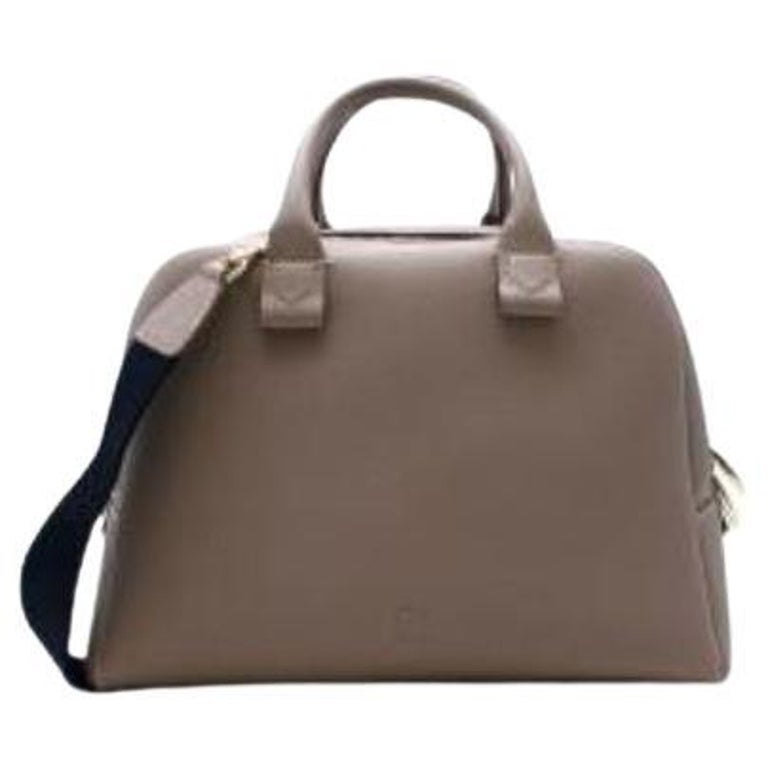 Carolina Herrera Taupe Leather Handbag For Sale at 1stDibs