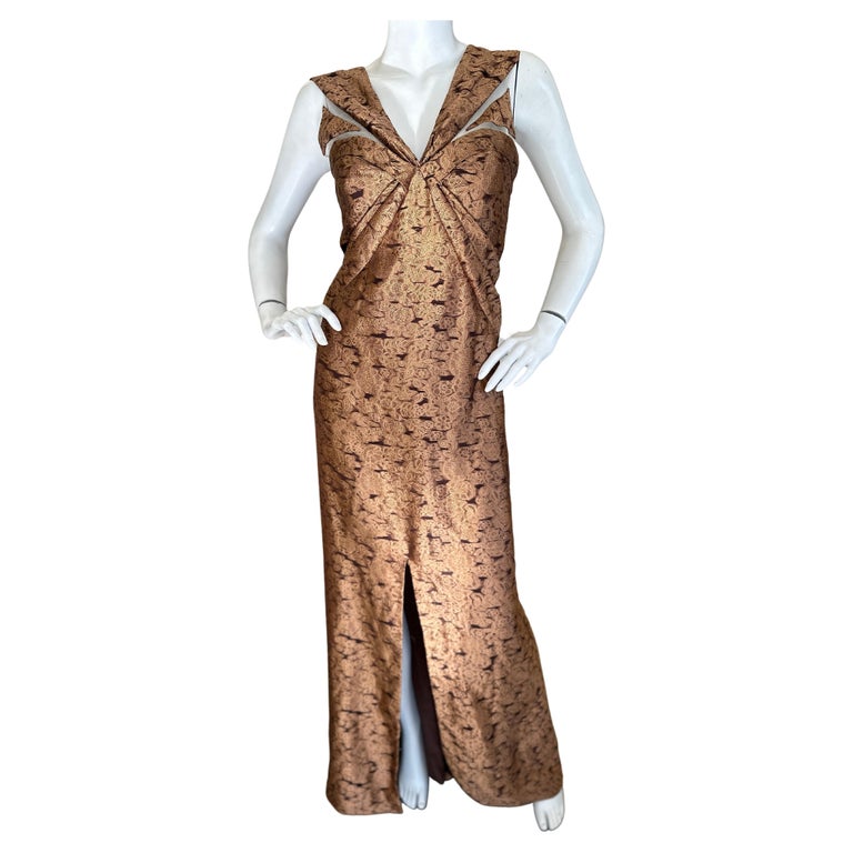 Carolina Herrera Vintage Bronze Sleeveless Evening Dress with Fishtail ...