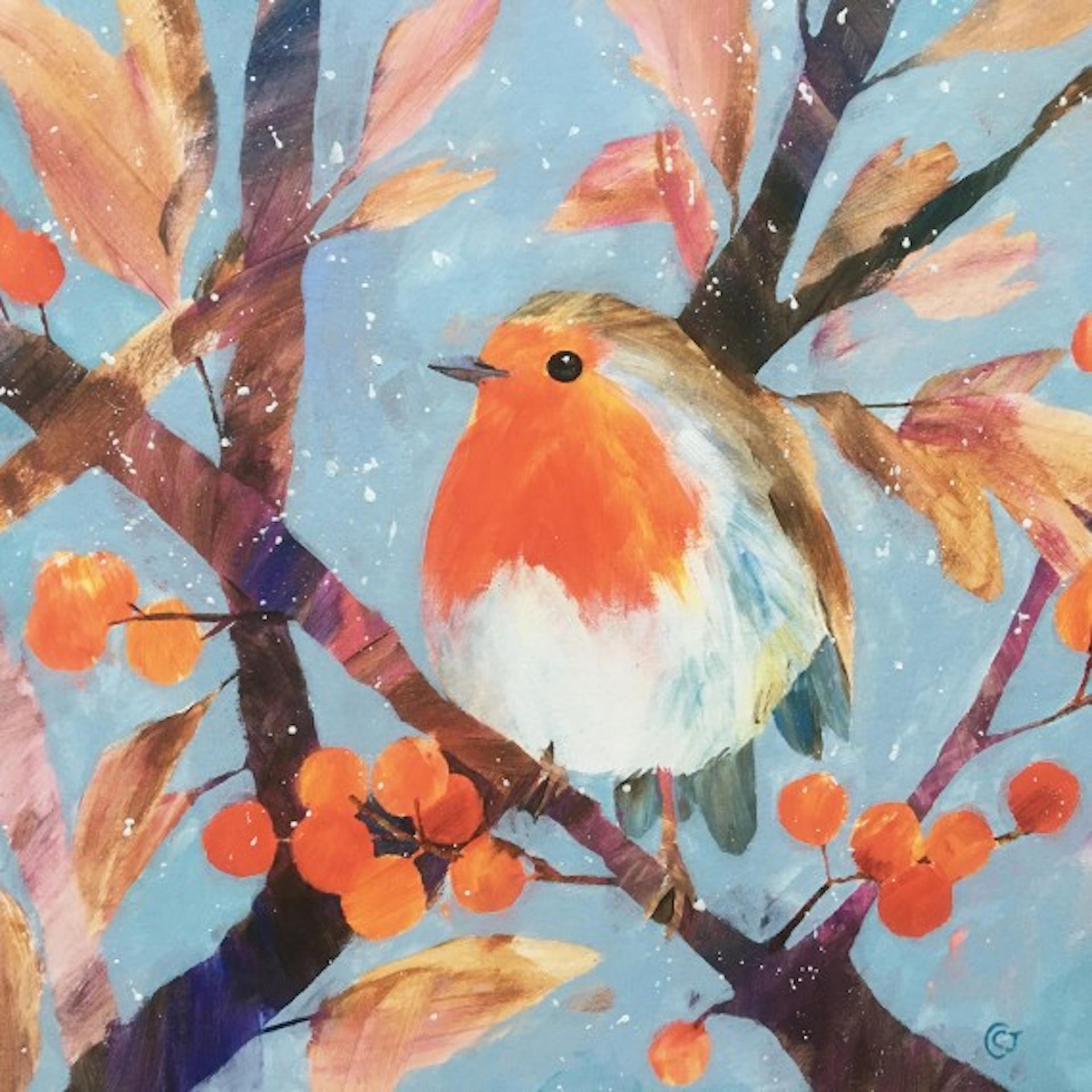Paintings Bird Branch ROBIN BIRD PAINTING American Robin 11x14 Art ...