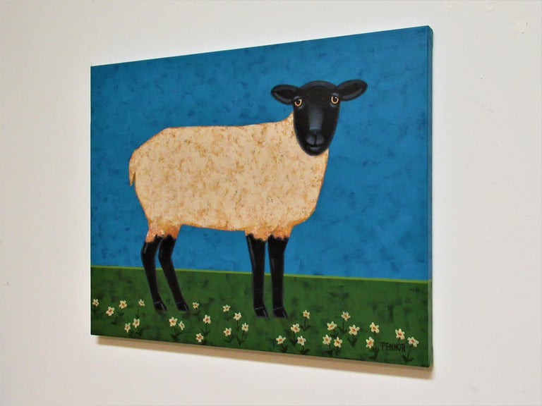 Carolyn Pennor - Ewe in Daisies, Original Painting For Sale at 1stDibs