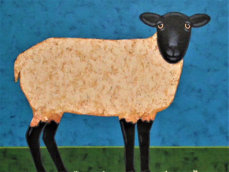 Carolyn Pennor - Ewe in Daisies, Original Painting For Sale at 1stDibs