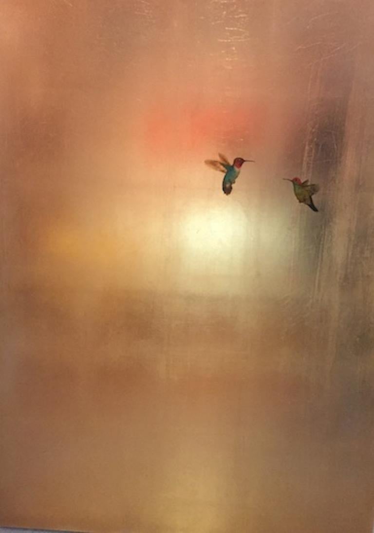 Carolyn Reynolds - Two Hummingbirds in Soft Gold at 1stDibs