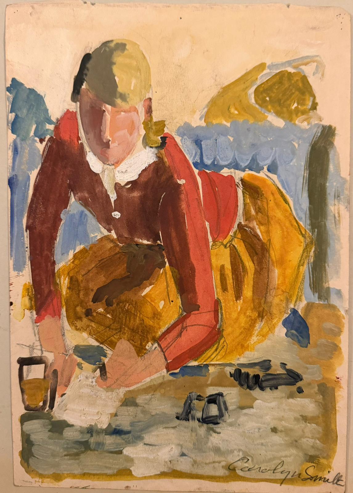 Carolyn Smith - 1920's British Impressionist Watercolor Painting Young ...