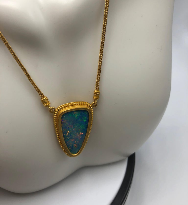 Carolyn Tyler Blue Australian Opal Necklace For Sale at 1stDibs