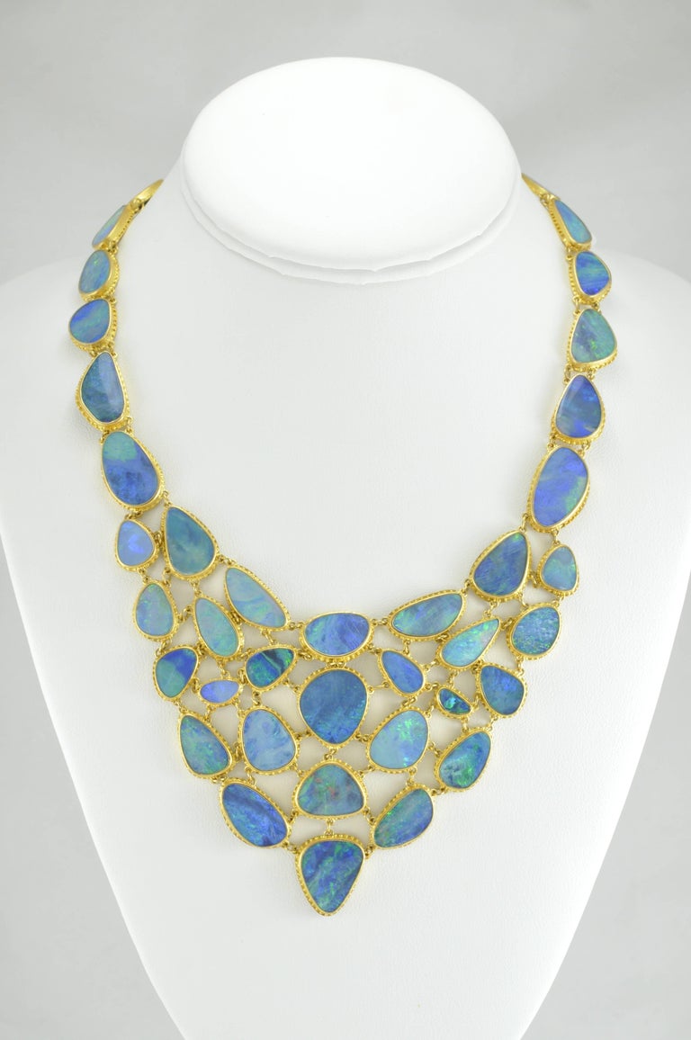 Carolyn Tyler Fishnet Boulder Opal and Gold Necklace at 1stDibs