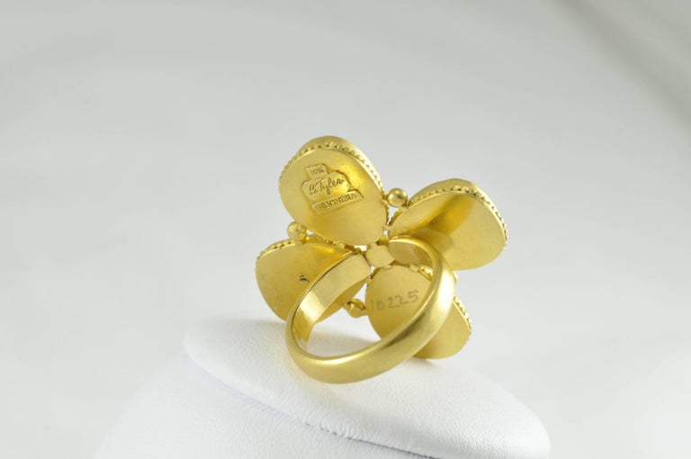 Carolyn Tyler Provence Opal and Granualted Gold Flower Ring For Sale at ...