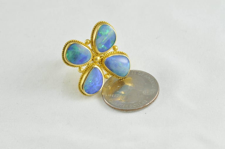 Carolyn Tyler Provence Opal and Granualted Gold Flower Ring For Sale at ...