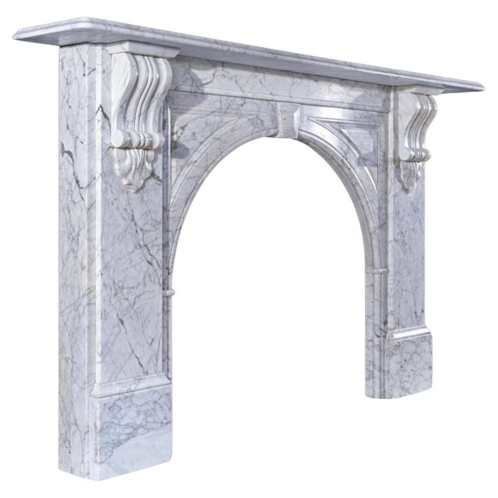 Carrara Marble Arched Victorian Style Fireplace For Sale at 1stDibs