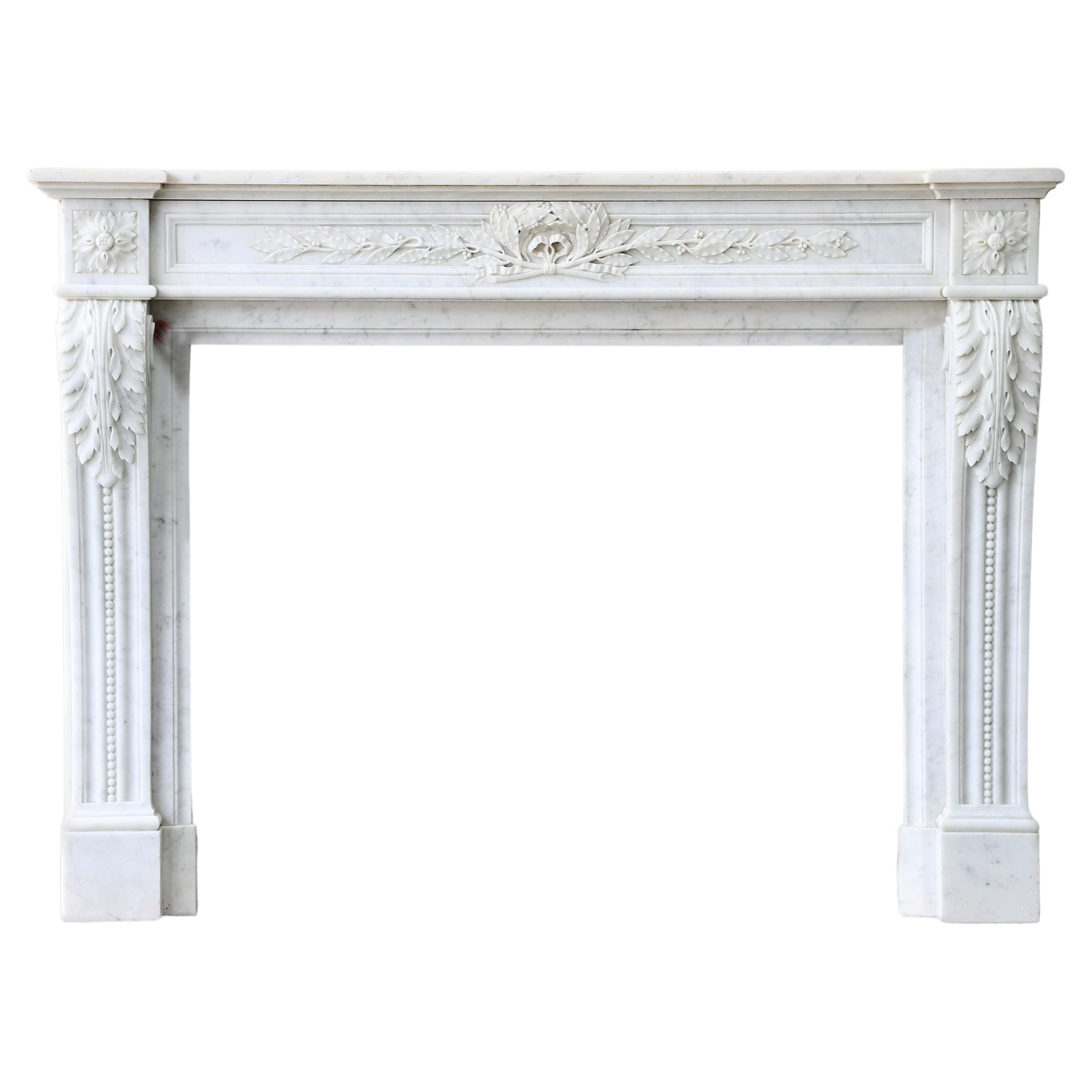 Louis XVI Style Fireplace of Carrara Marble from the 19th Century For ...