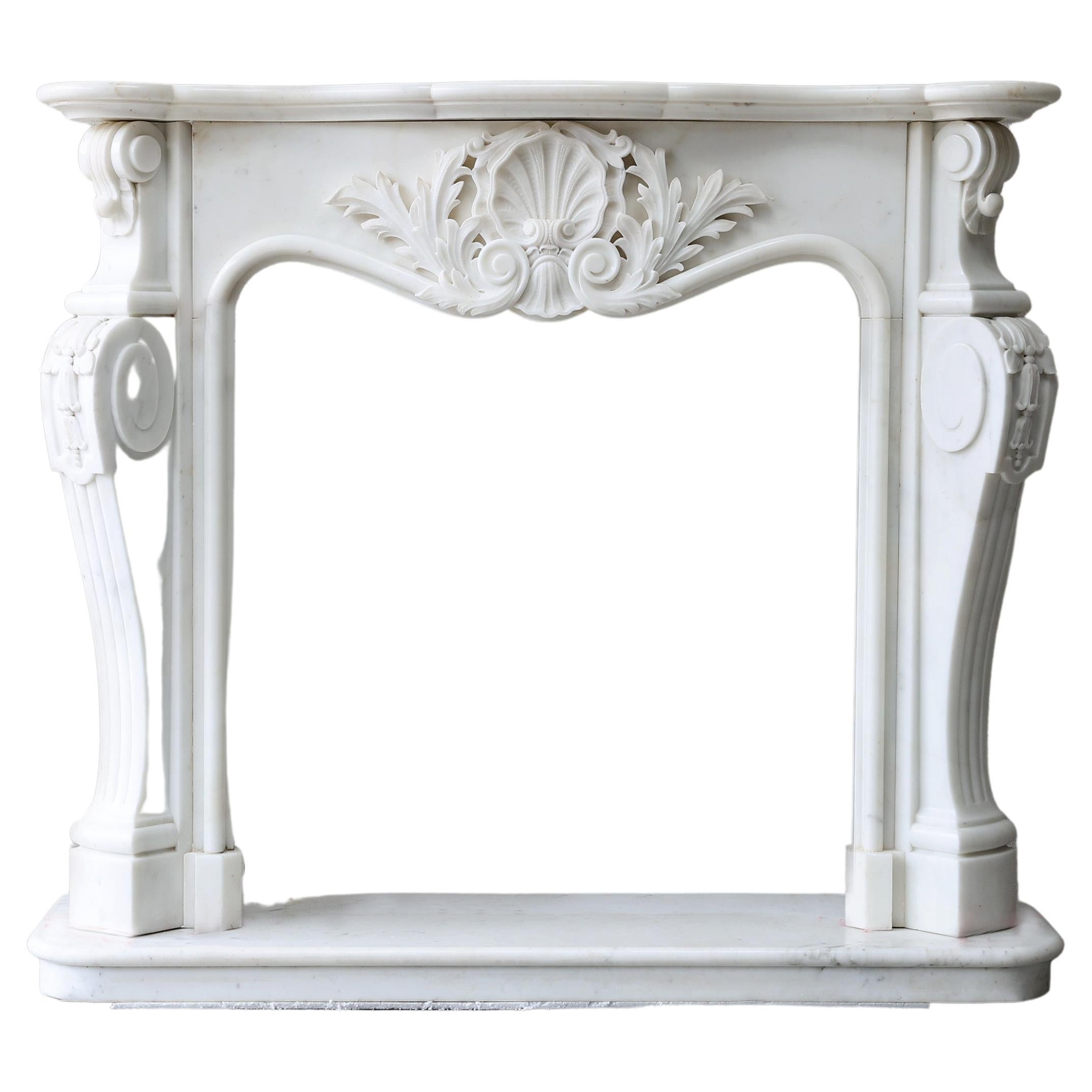 Carrara Marble Fireplace in the Style of Louis XV from the 20th Century ...