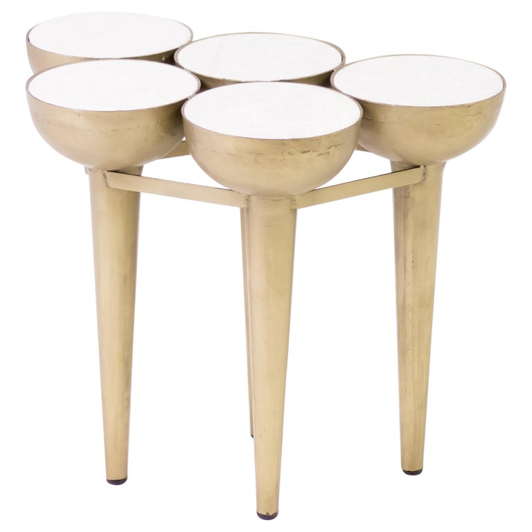 Carrara Marble "Gold Torch" Table at 1stDibs