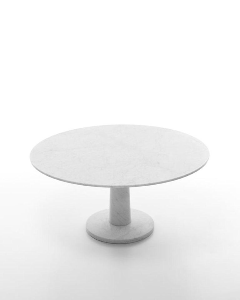 White Modern Minimal Carrara Marble Round Dining Table Jasper Morrison ...